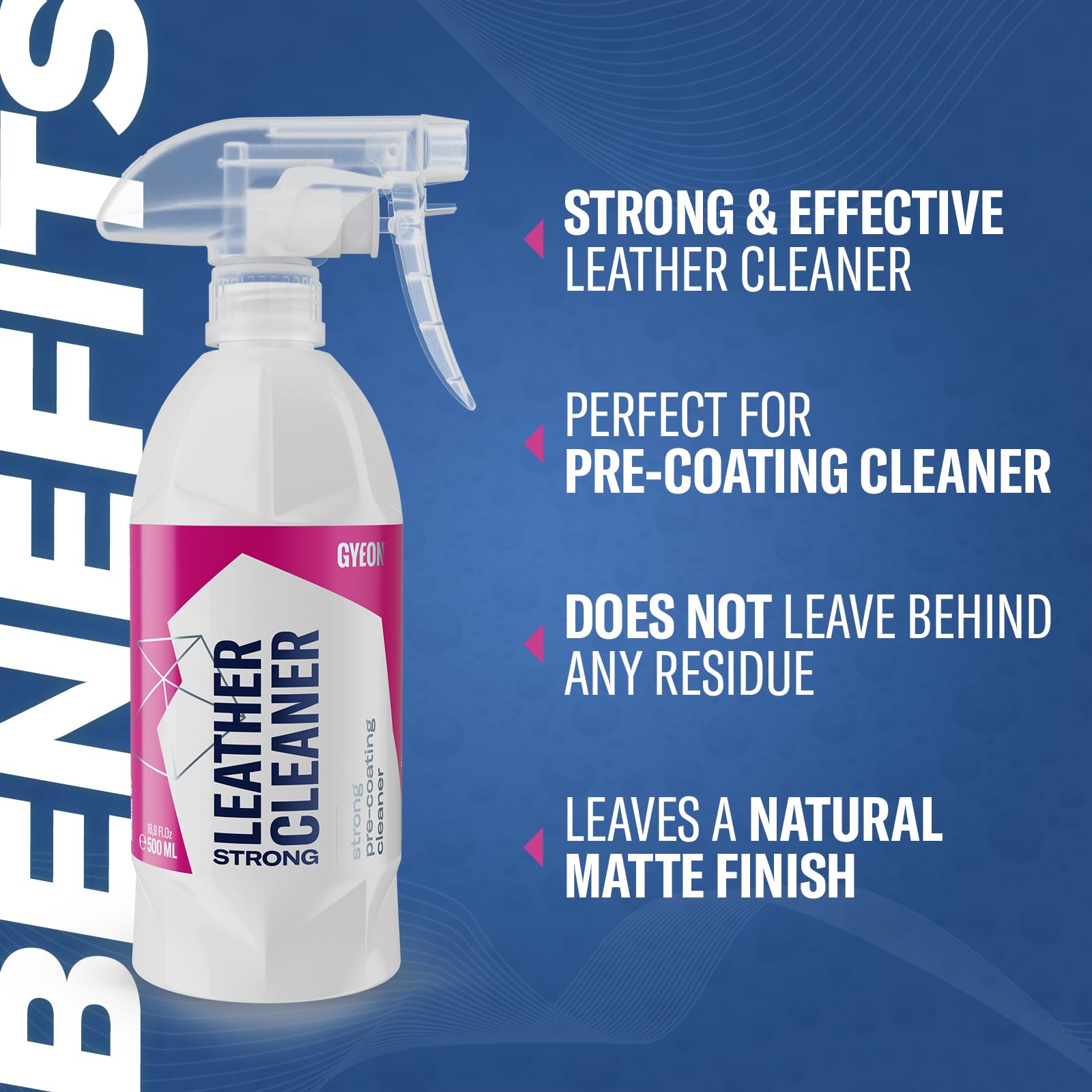 GYEON Leather Cleaner Strong 500 ml - Strong Car Leather Cleaner Safe for All Leather Types - Remove Dirt and Oil from All Leather to Prepare for Protection