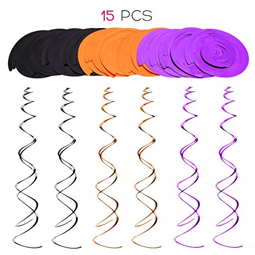 Unomor Halloween Decorations Indoor Hanging Swirls for Haunted House Decor Ceiling Swirl Decoration Included Bats, Spider, Ghost, Pumpkin, 3D Chandelier (30 Piece)