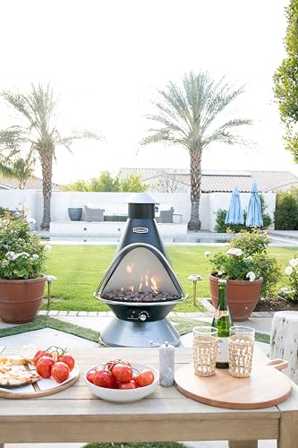 Cuisinart Chimenea Propane Fire Pit, 40,000 BTU Coated Steel Outdoor Propane Heater with Lava Rocks and Directional Heat, Adjustable Fire Pit with Safety Shutoff for Patios and More
