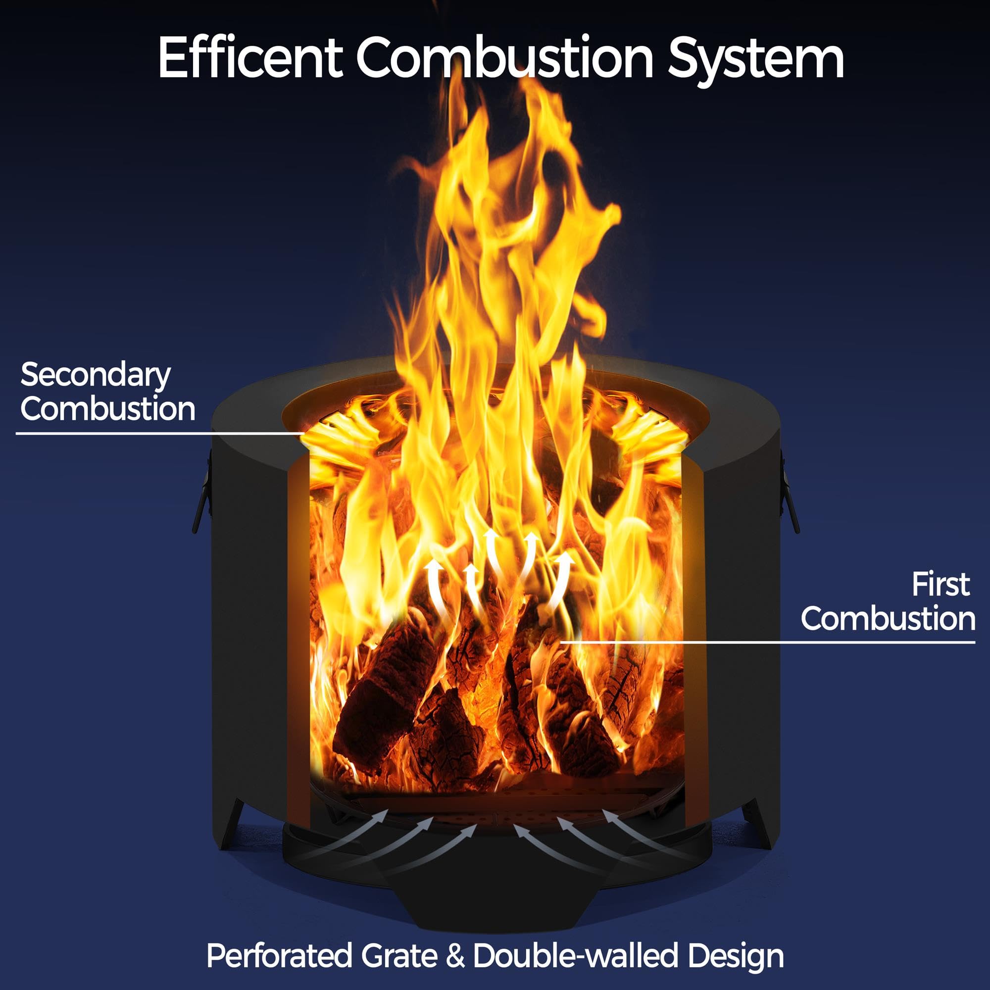 Yaheetech Smokeless Fire Pit for Outdoor Garden Patio Camping W/Silicone Fire Pit Mat & Fire Poker & Rain Cover & Lid & Log Grate, 16in