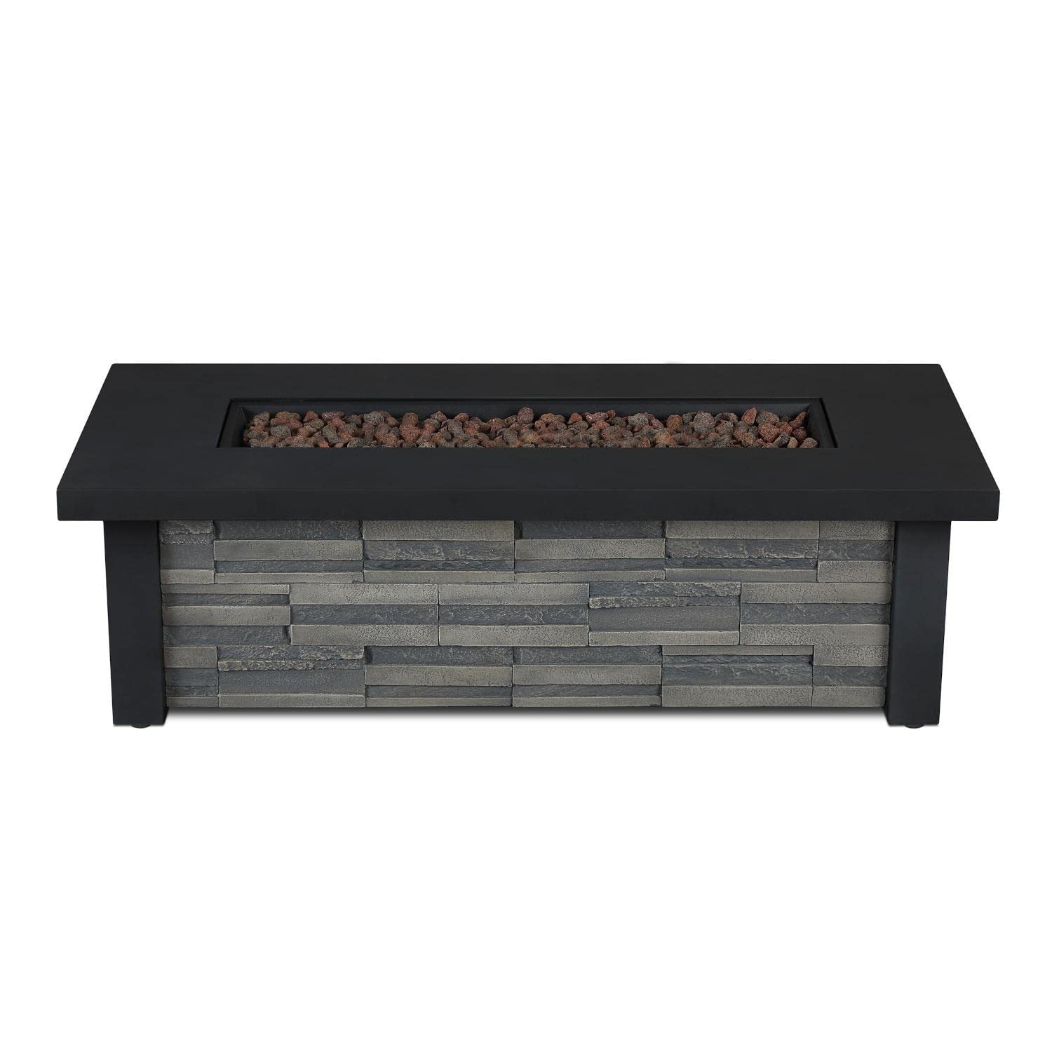 Lakeview Mysticwood 48-Inch Rectangle Natural Gas Fire Table - Stacked Stone - (Ships as Propane w/NG Conversion Kit) - SC-C1460NG-SS