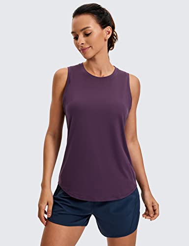 CRZ YOGA Lightweight Racerback Tank Tops for Women High Neck Workout Athletic Running Sleeveless Shirts Deep Crocus Violet3 Medium