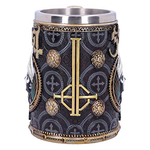 Nemesis Now Hard Rock Tankard, Hand-Painted Resin Beer Mug with Removable Insert, Metal Band Collectible Merch and Gift for Fans, 16cm - Ghost Gold Meliora