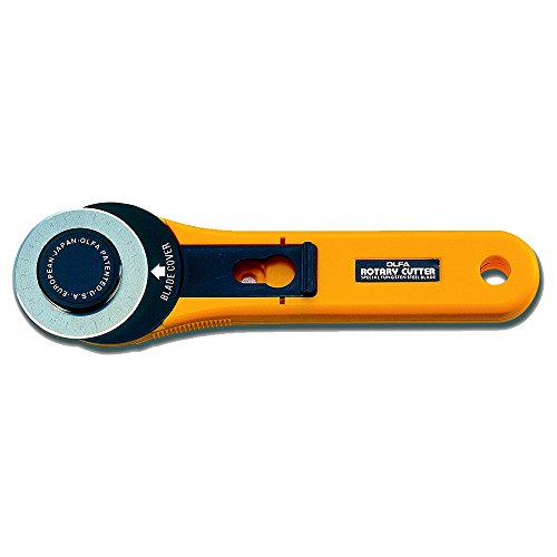 OLFA 45mm Straight Handle Rotary Cutter (RTY-2/G) - Rotary Fabric Cutter w/Blade Cover for Crafts, Sewing, Quilting, Replacement Blade: RB45-1