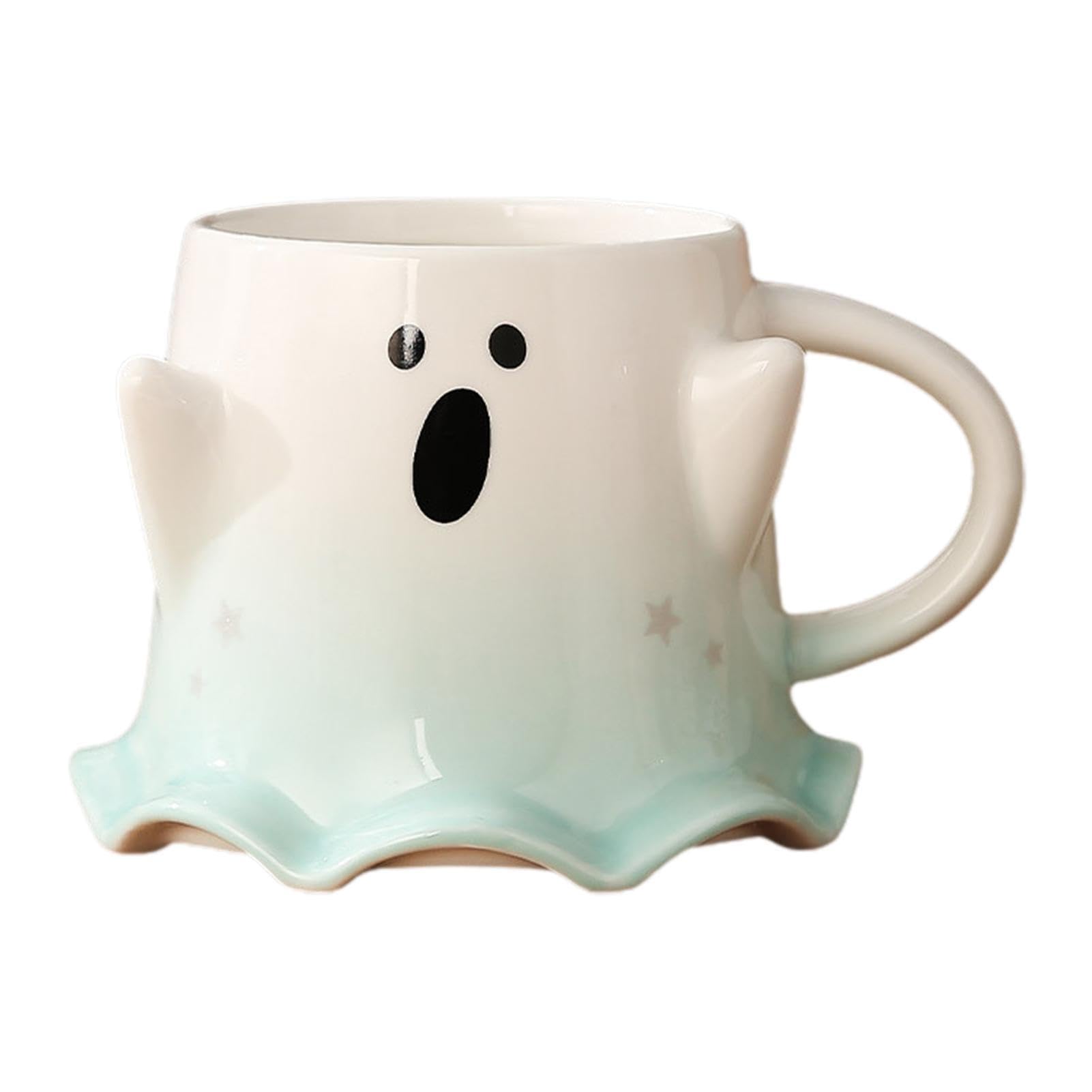 2024 NEW Spooky Ghost Mug, Halloween Coffee Mug, Cute Ghost-Coffee Mug, Ceramic Ghost Shaped Coffee Cup With Handle And Spoon, Fall Home Decor