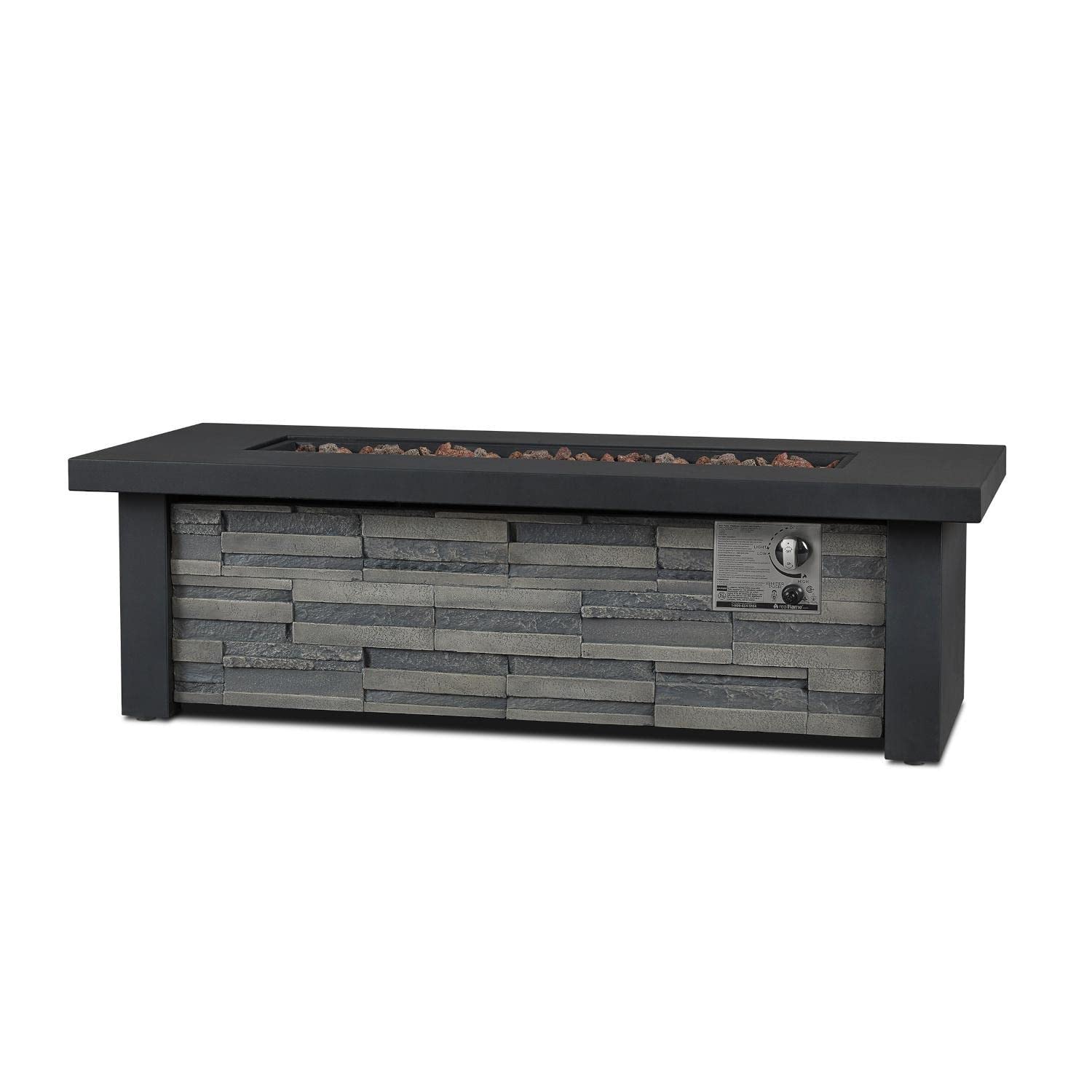 Lakeview Mysticwood 48-Inch Rectangle Natural Gas Fire Table - Stacked Stone - (Ships as Propane w/NG Conversion Kit) - SC-C1460NG-SS