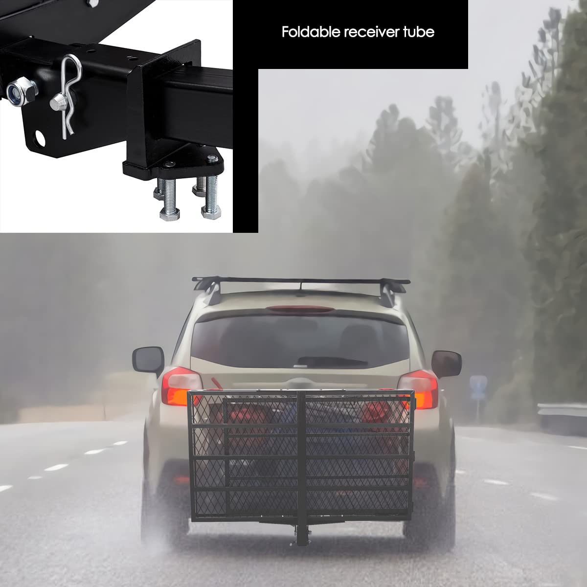 IRONMAX Hitch Cargo Carrier with Ramp, Heavy Duty Folding Mobility Scooter Wheelchair Hitch-Mounted Carrier for Car, Truck, SUV, RV, 500LBS Weight Capacity