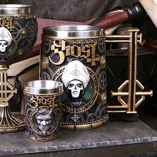 Nemesis Now Hard Rock Tankard, Hand-Painted Resin Beer Mug with Removable Insert, Metal Band Collectible Merch and Gift for Fans, 16cm - Ghost Gold Meliora