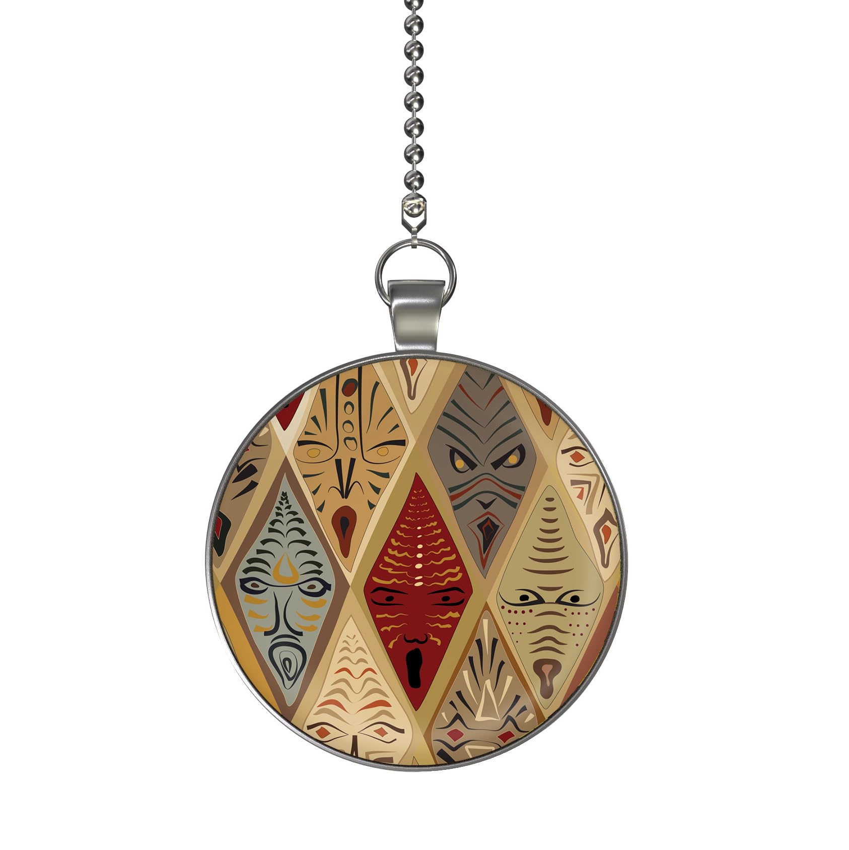 Gotham Decor Abstract African Masks Double Sided Ceiling Fan and Light Pull Chain Pendant/Fan Pull