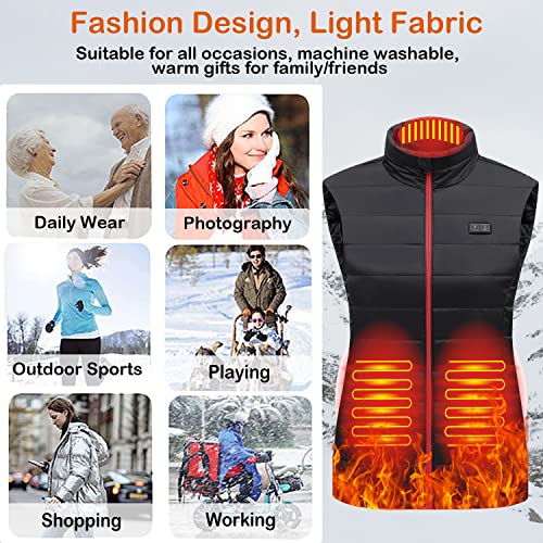 TAMEYA Womens Heated Vest with 3 Heating Levels, 9 Heating Zones, Washable Stand Collar Lightweight Zip Heated Vest With Battery Pack (Grey-Stripe,L)