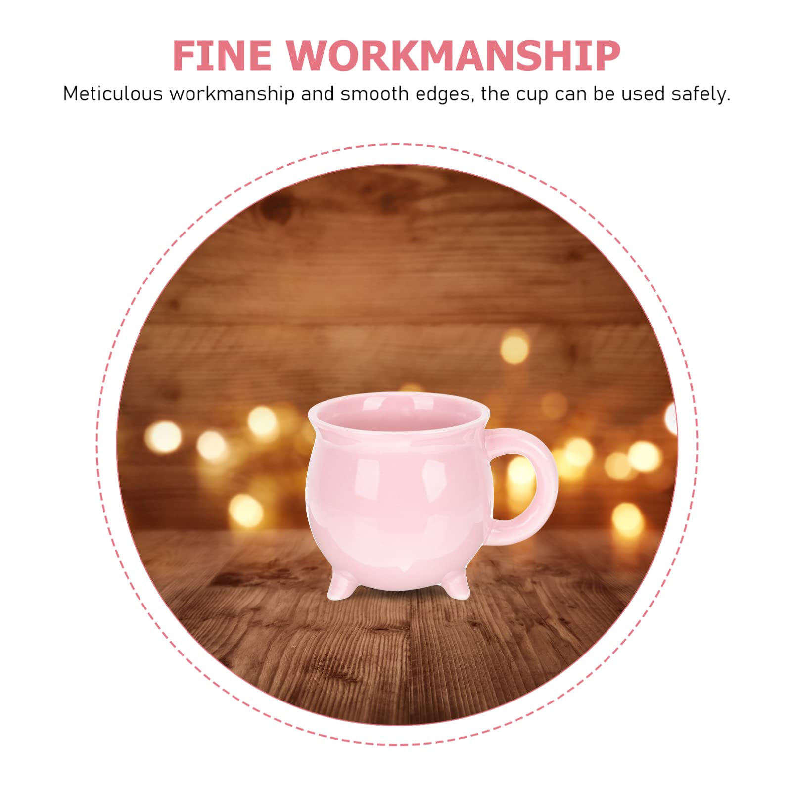 DOITOOL Pink Cauldron Mug Coffee Ceramic Cauldron Halloween Decor, 450ml Halloween Coffee Mug for Halloween Theme Party Favor, Novelty Coffee Mug Cup (Pink)