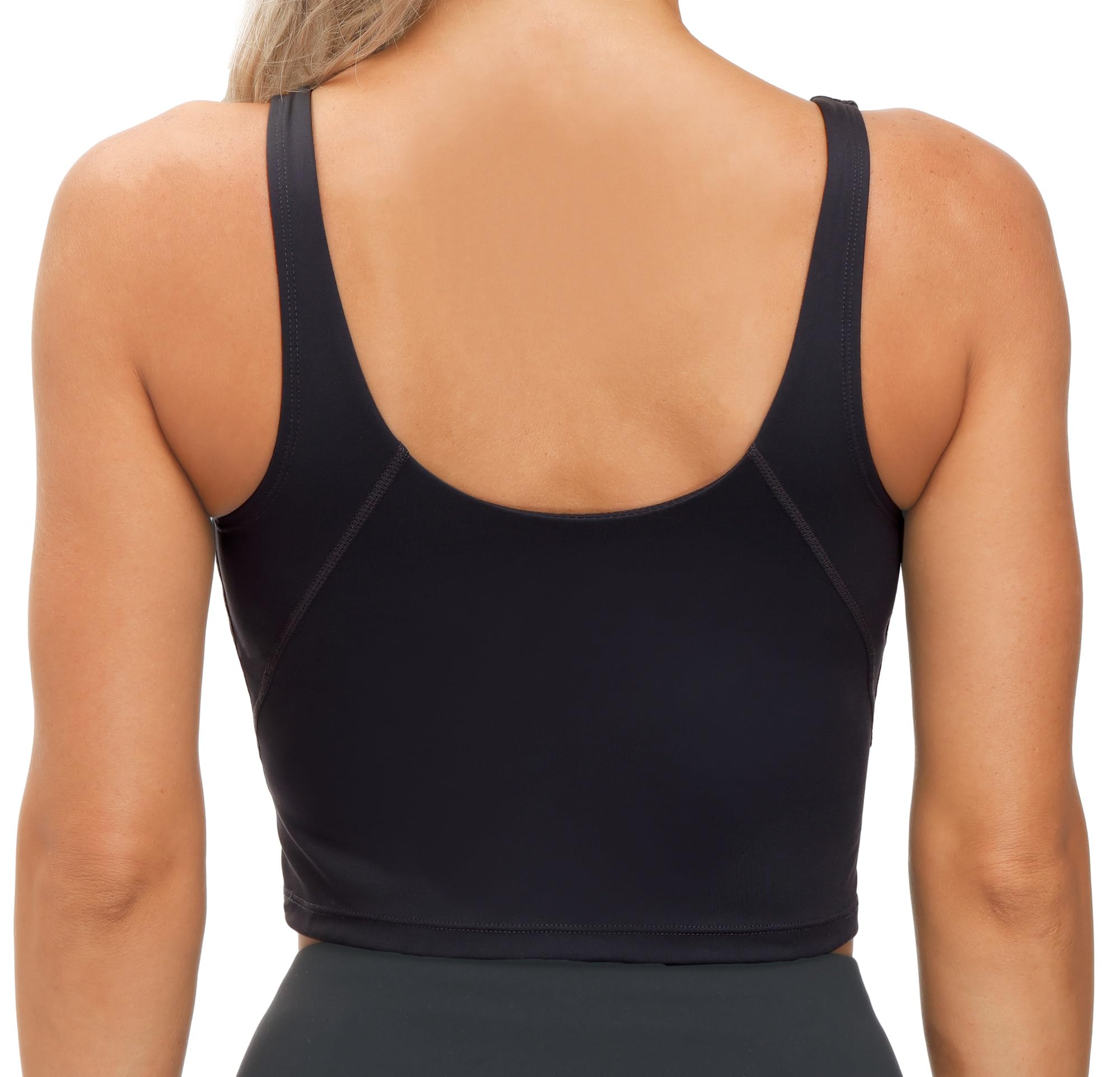 Women’s Longline Sports Bra Wirefree Padded Medium Support Yoga Bras Gym Running Workout Tank Tops (Black, Small)