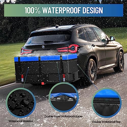 KAIZONPOT Hitch Cargo Carrier Bag Waterproof 16 Cubic Feet 58" x 19" x 24" Cargo Carrier Bag Waterproof Hitch Cargo Boxes with Luggage Lock Storage Bag