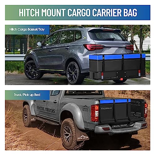 KAIZONPOT Hitch Cargo Carrier Bag Waterproof 16 Cubic Feet 58" x 19" x 24" Cargo Carrier Bag Waterproof Hitch Cargo Boxes with Luggage Lock Storage Bag