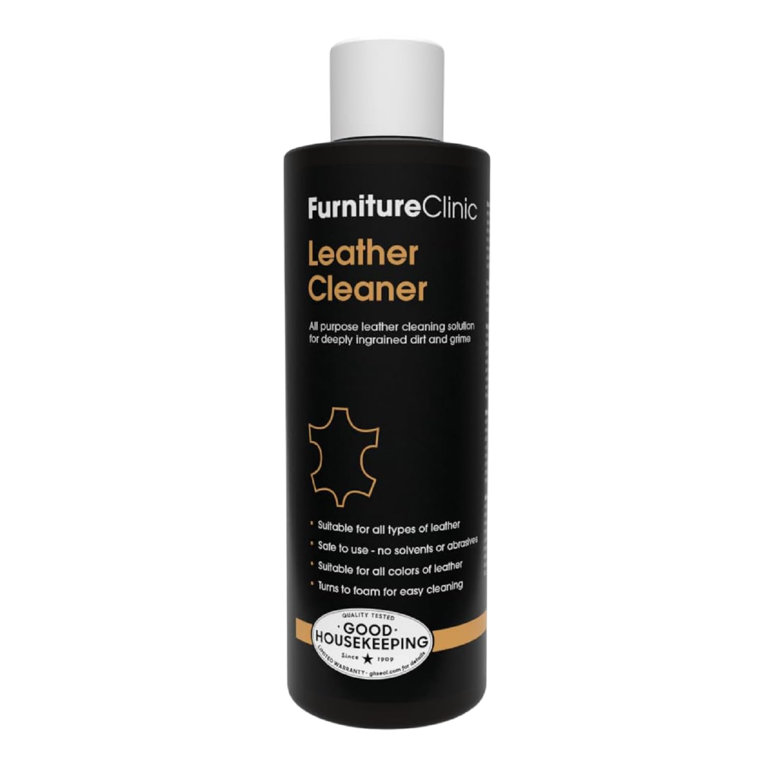 Furniture Clinic Leather Cleaner | Non-Toxic | Removes Dirt & Grime | All-Purpose Cleaning Solution for Couches, Car Seats, Purses, Shoes & Saddles | Restores All Leather Types | 8.5oz / 250ml