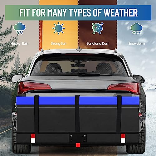 KAIZONPOT Hitch Cargo Carrier Bag Waterproof 16 Cubic Feet 58" x 19" x 24" Cargo Carrier Bag Waterproof Hitch Cargo Boxes with Luggage Lock Storage Bag