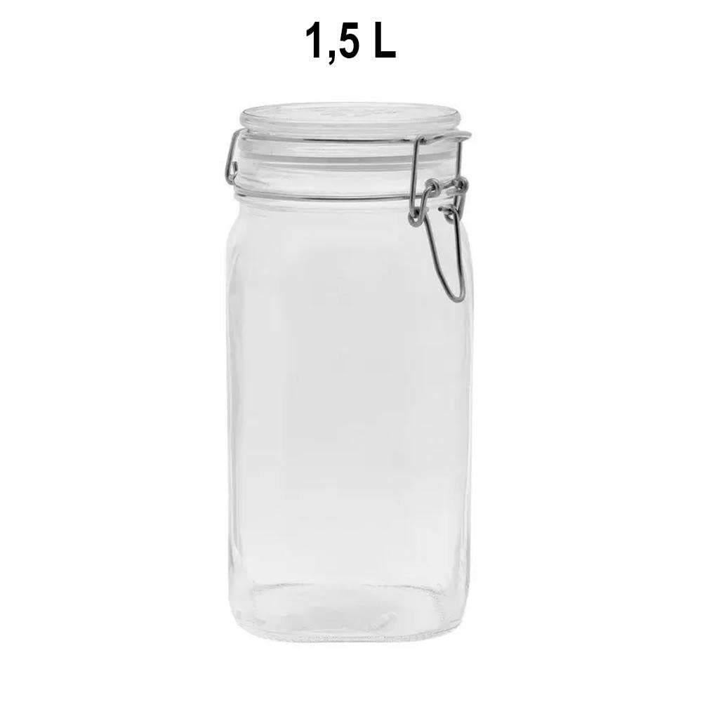 Bormioli Rocco Bormioli 149740-SE5 Set of 3 Airtight Jars 1 x 0.5 L 1 x 1.5 L Transparent Multi-Coloured, Glass