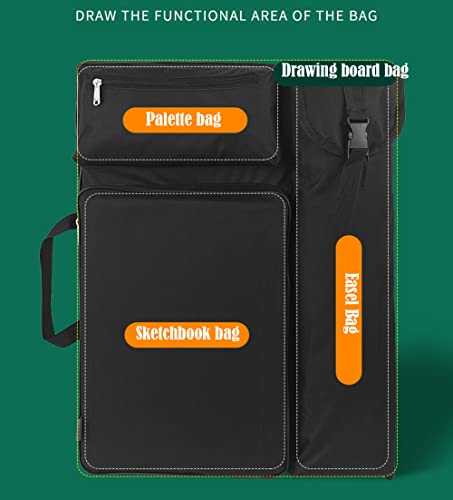 Art Portfolio Case Art Supplies Storage Tote Bag Art Portfolio Backpack Art Carrying Bag A2 4K Drawing Board Bag Portable for Art Student Sketchbook Folding Easel Shoulder Bag Hose Support, Foldable