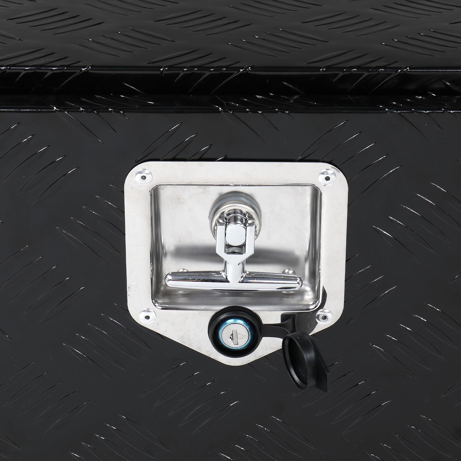 MOTORHOT 30" W x 17" D x 18" H Aluminum Truck Bed Tool Box, Diamond Plate ToolBox for Pick Up Truck RV Trailer, Chest Storage Organizer with Lock and Keys, Black