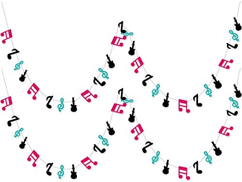 HappyField Tik Tok Party Decorations Tik Tok Music Note Garland Tik Tok Party Banner Black Teal Fuchsia Music Note Garland Music Note Streamer Tik Tok Birthday Party Decorations Tik Tok Party Supplies