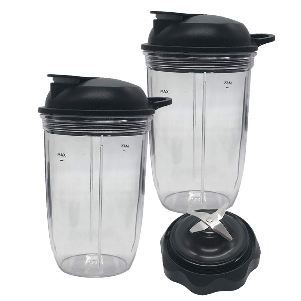Blender Combo Easy Twist Extractor Blade with 2pcs Juicer personal jar 18oz cup with to go lid,Compatible with NutriBullet Combo Blender 1200W (5, 2 * 18oz cup+2*lid+1*blade)