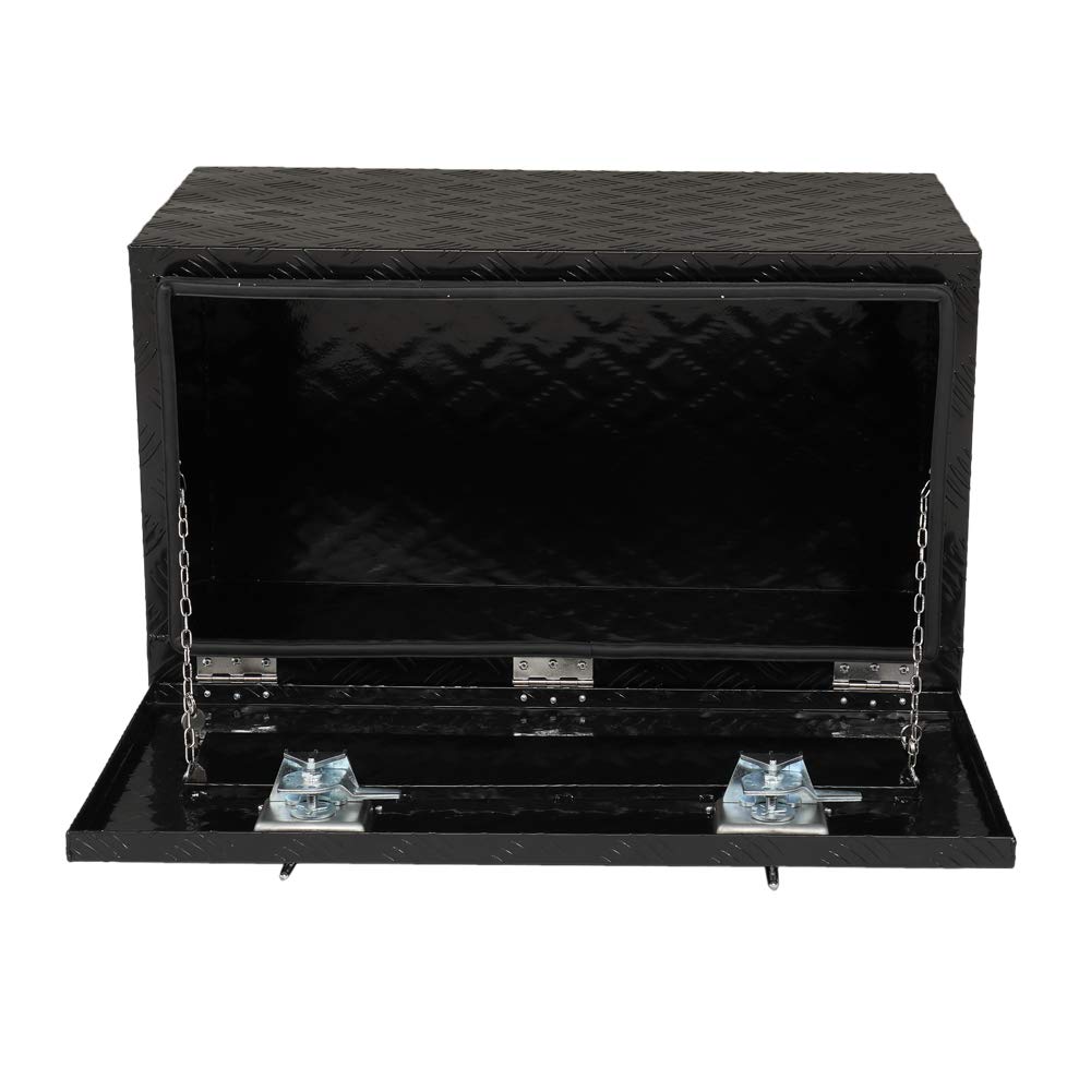MOTORHOT 30" W x 17" D x 18" H Aluminum Truck Bed Tool Box, Diamond Plate ToolBox for Pick Up Truck RV Trailer, Chest Storage Organizer with Lock and Keys, Black