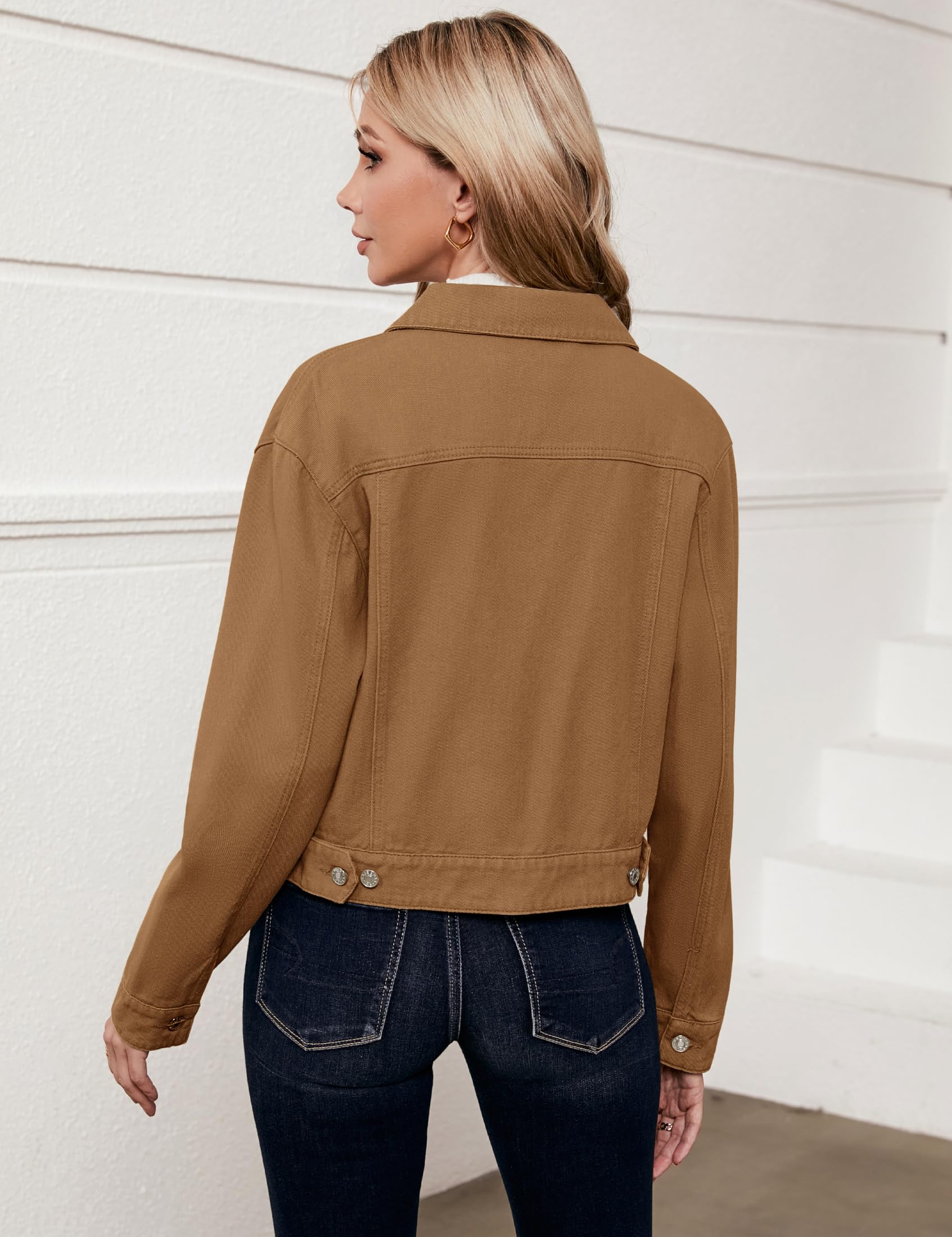 luvamia Light Jean Jacket For Women Light Denim Jacket Denim Tops For Women Chamarra De Mezclilla Para Mujer Brown Jacket Y2K Rodeo Jackets For Women Iced Coffee Size Medium Size 8 10