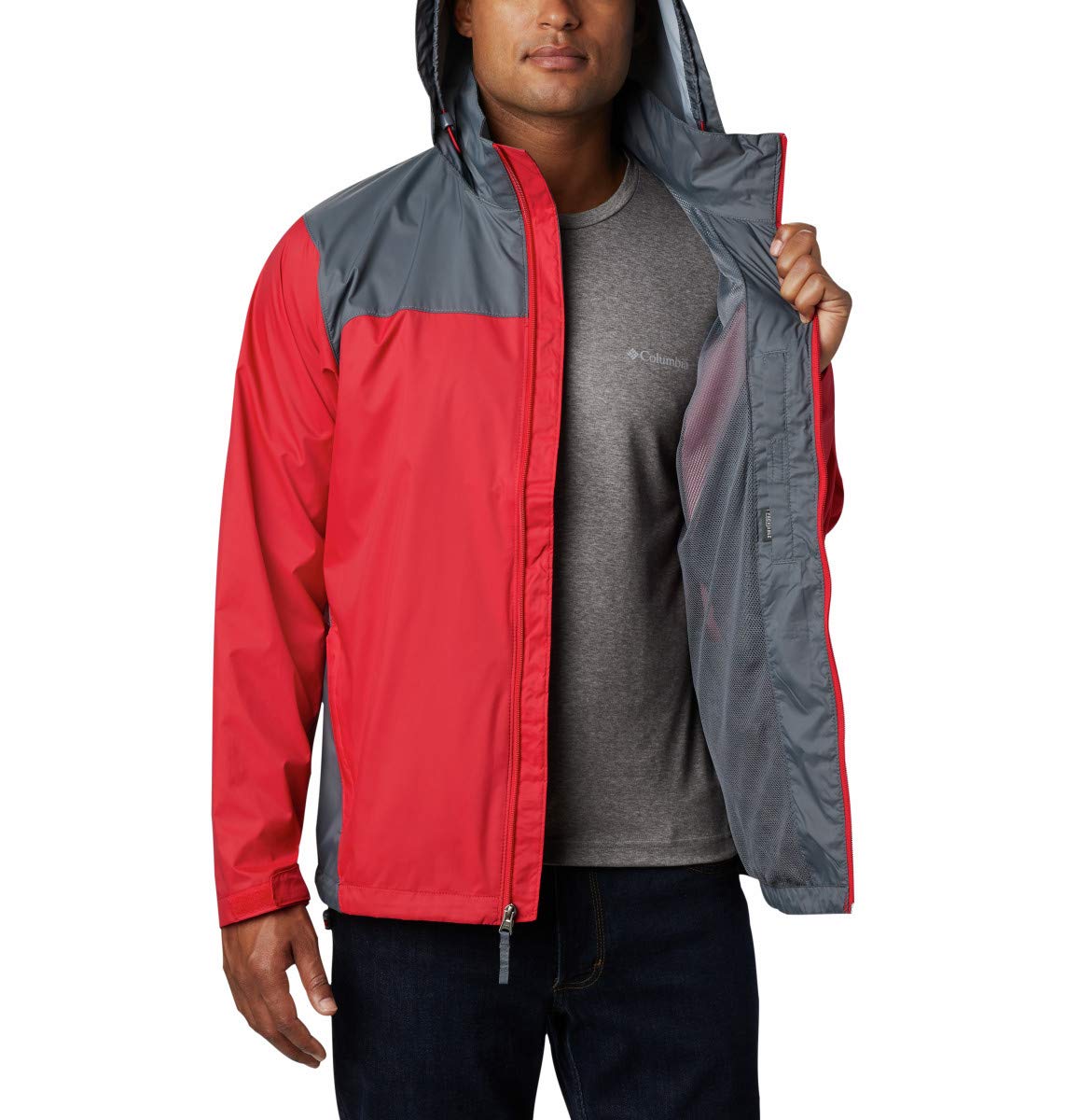 Columbia Men's Glennaker Lake Rain Jacket, Mountain Red/Graphite, Medium