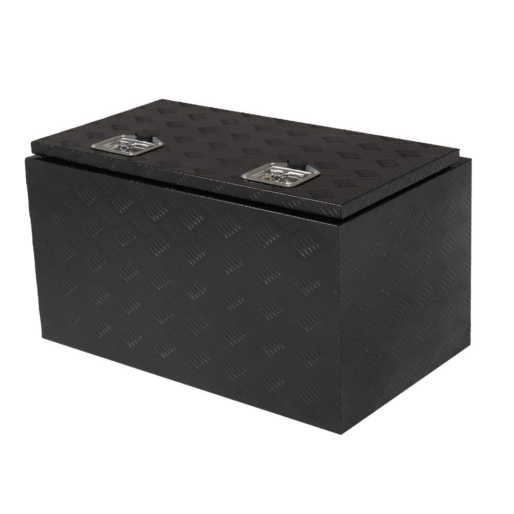 MOTORHOT 30" W x 17" D x 18" H Aluminum Truck Bed Tool Box, Diamond Plate ToolBox for Pick Up Truck RV Trailer, Chest Storage Organizer with Lock and Keys, Black
