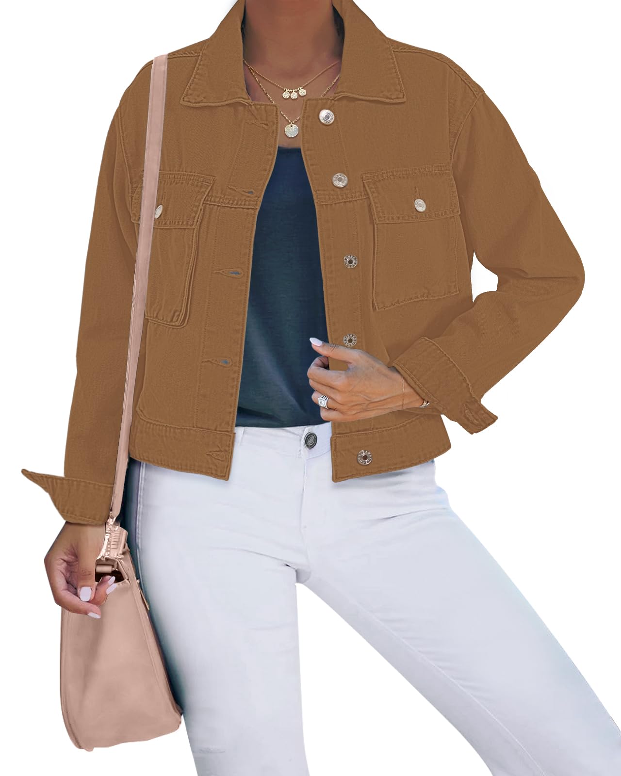 luvamia Light Jean Jacket For Women Light Denim Jacket Denim Tops For Women Chamarra De Mezclilla Para Mujer Brown Jacket Y2K Rodeo Jackets For Women Iced Coffee Size Medium Size 8 10