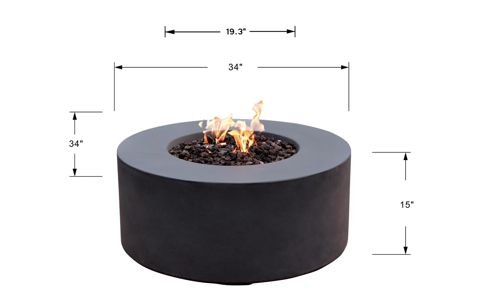 Modeno Venice Outdoor Table 34 Inches Natural Gas Fire Pit Patio Heater Concrete Firepits Outside Electronic Ignition Backyard Fireplace Cover Lava Rock Included