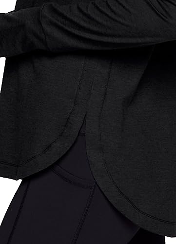 RBX Active Women's Long Sleeve Tunic Tee, Lightweight Crewneck Pullover T-Shirt, Super Soft Relaxed Fit Yoga Top F22 Black Heather M