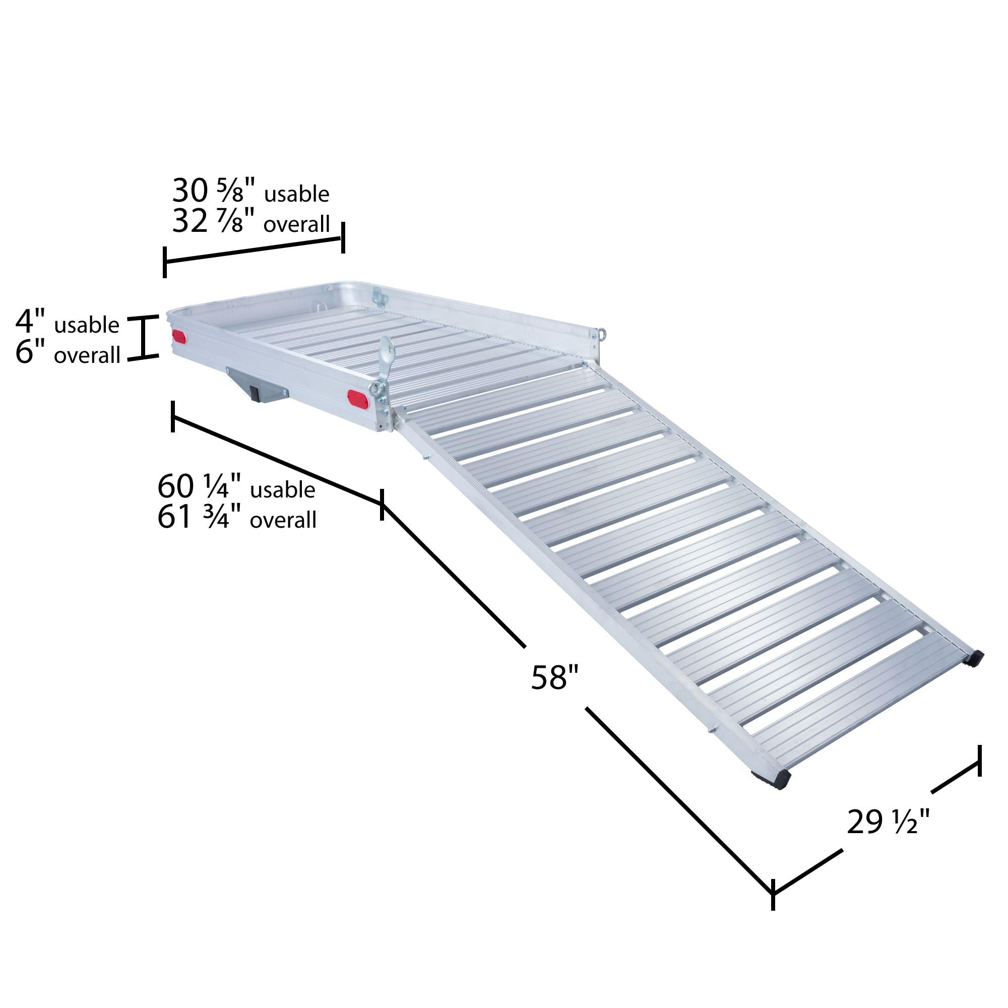 Discount Ramps Elevate Outdoor Premium Aluminum Hitch Cargo Carrier Class III or IV with 58" Long Loading Ramp - 500 lb Capacity