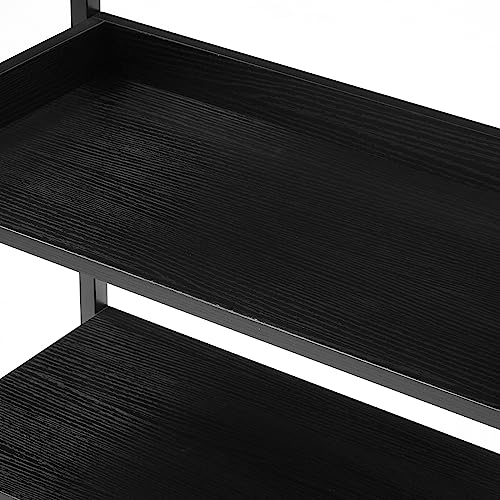 DHAEY 6 Tiers Bookshelf,70.8" Tall Bookcase with Round Top,Industrial Book Rack Display Shelves Organizer with Metal Frame for Living Room,Office,Bedroom,Adjustable Foot Pads,Black