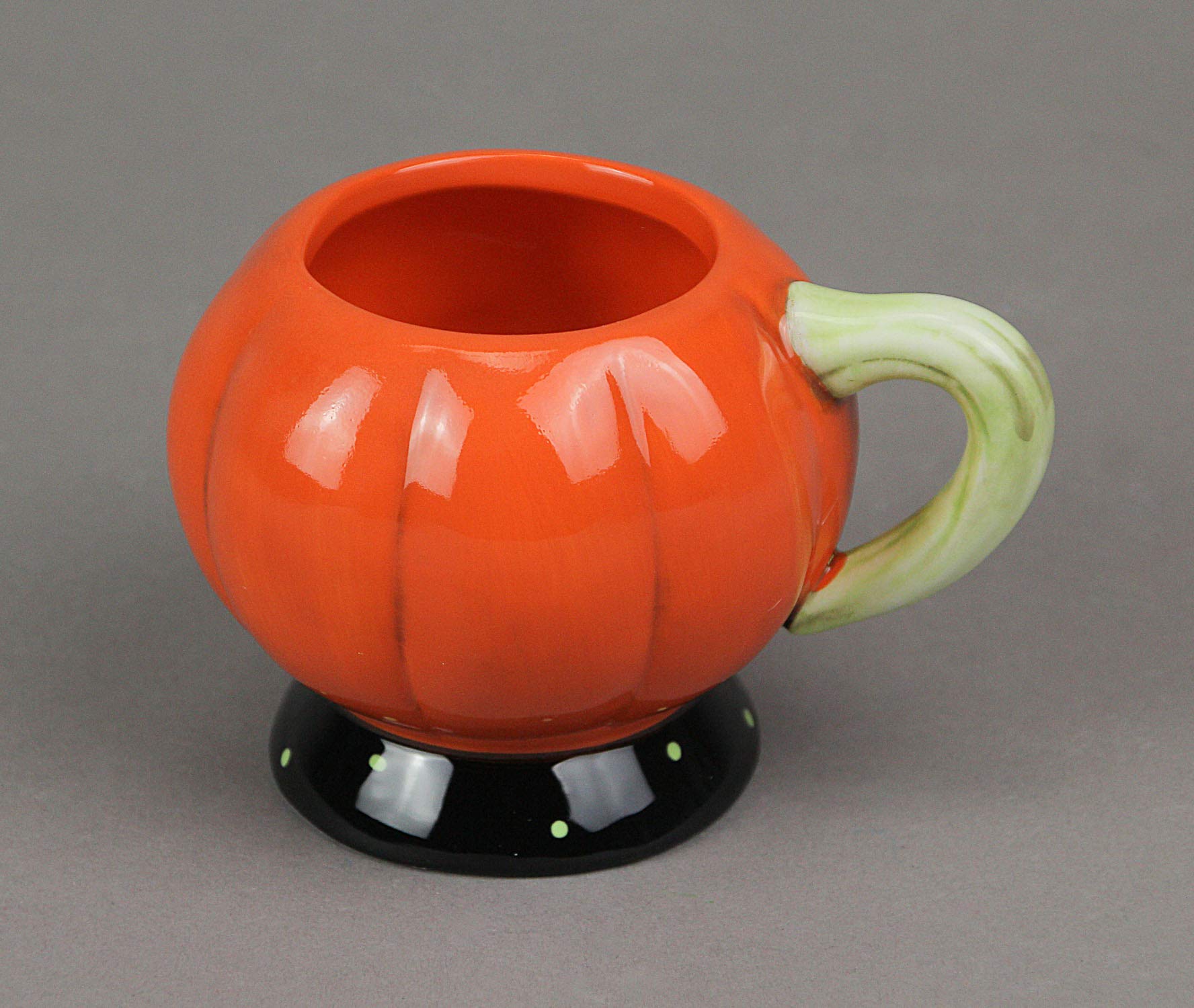 Johanna Parker Design Dolomite Set of 4 Jack O' Lantern Pumpkin Coffee or Tea Mugs