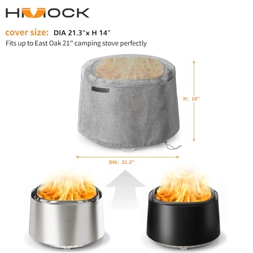 Fire Pit Cover for East Oak Fire Pit Cover 21inch,600D Heavy Duty Waterproof Smokeless Firepit Outdoor Accessories Small Stainless Steel Firepit Covers Round for East Oak Pan Stove Fire Pit Cover