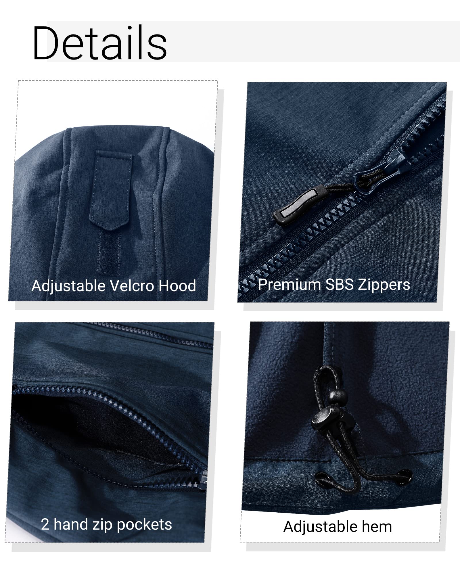 Outdoor Ventures Women's Softshell Jacket with Removable Hood, Insulated Windbreaker Waterproof Warm Fleece Lined Coat