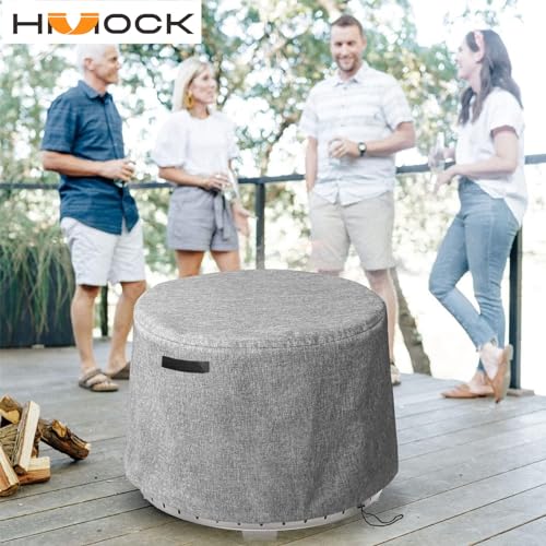 Fire Pit Cover for East Oak Fire Pit Cover 21inch,600D Heavy Duty Waterproof Smokeless Firepit Outdoor Accessories Small Stainless Steel Firepit Covers Round for East Oak Pan Stove Fire Pit Cover