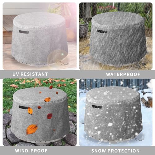 Fire Pit Cover for East Oak Fire Pit Cover 21inch,600D Heavy Duty Waterproof Smokeless Firepit Outdoor Accessories Small Stainless Steel Firepit Covers Round for East Oak Pan Stove Fire Pit Cover