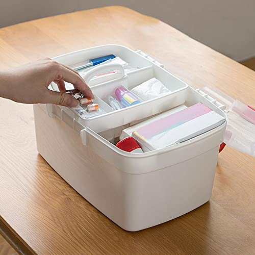 Menolana 2x Multi Purpose Medical First Aid Box Container Household Bin Portable Detachable Tray Storage Box Organizer for Sewing Office Car Hiking