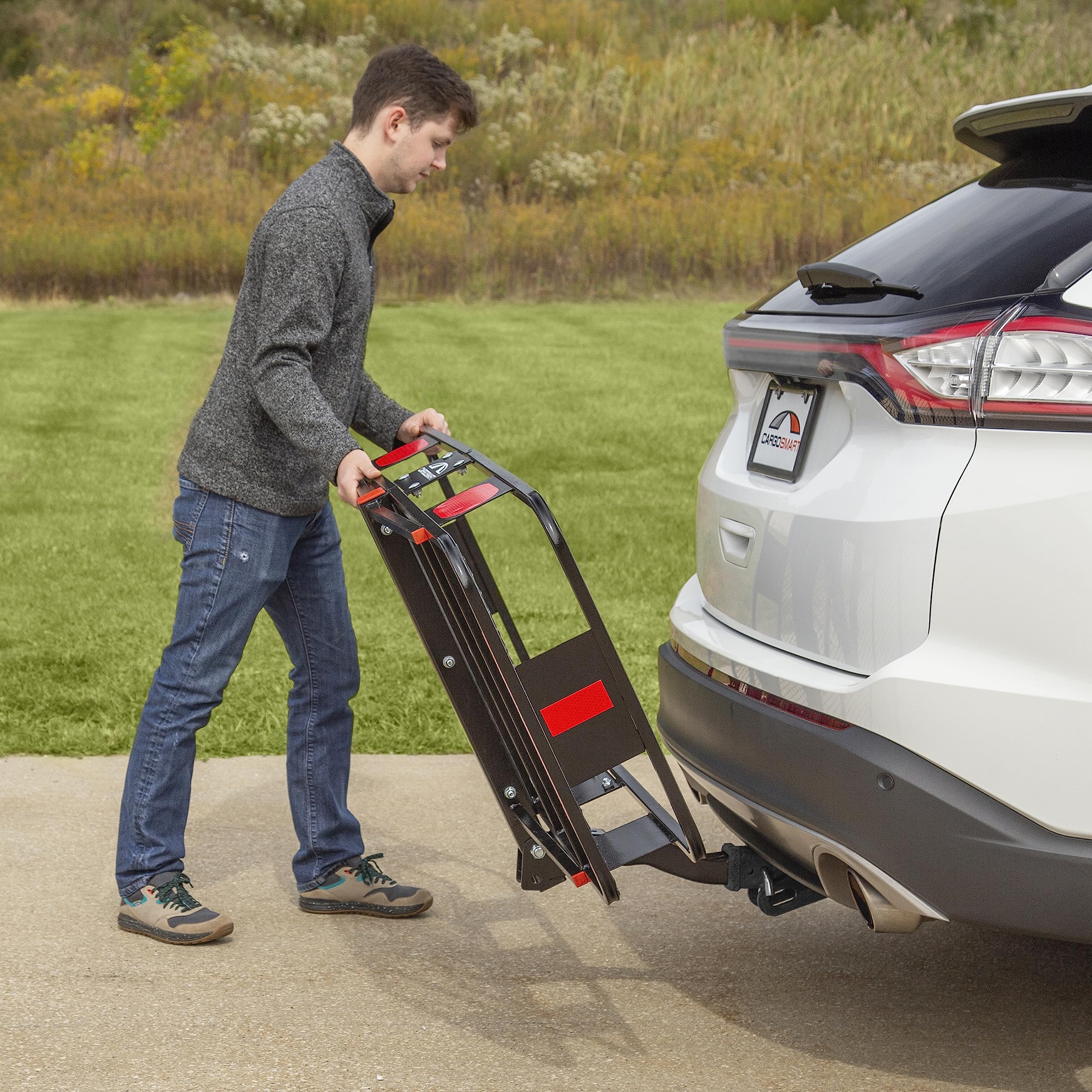 CARGOSMART 60 in. x 24 in. Folding Cargo Tray Carrier with 6 in. High Side Rails for 2 in. Receivers, 500 lb. Capacity