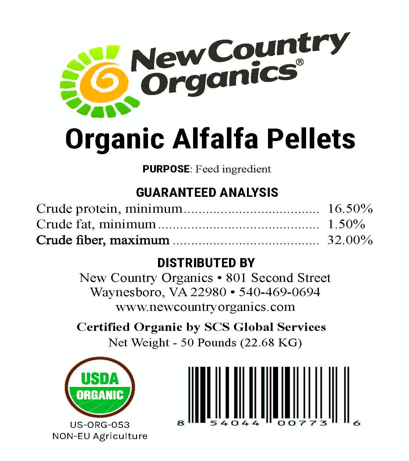 New Country Organics | Alfalfa Pellets for Livestock | Certified Organic and Non-GMO | 50 lbs