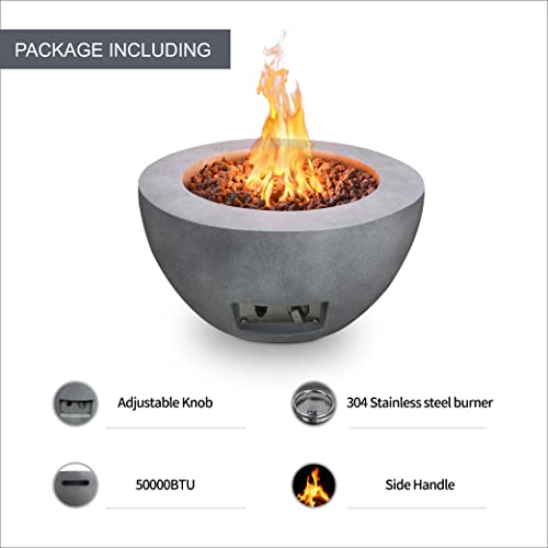 Kante Concrete Round Fire Table 25", 50000 BTU Outdoor Propane Fire Pit Table, Gas Fire Pits for Outside Patio, Smokeless Fire Pit and Outdoor Fire Pits, Natural Concrete