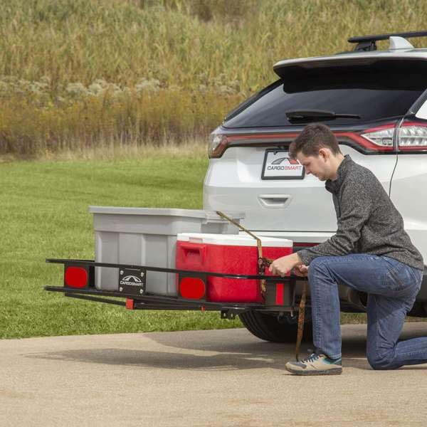 CARGOSMART 60 in. x 24 in. Folding Cargo Tray Carrier with 6 in. High Side Rails for 2 in. Receivers, 500 lb. Capacity