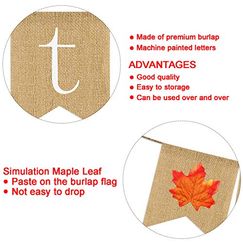 Partyprops Thankful Burlap Banner | Thankful Burlap Wall Banner| Thanksgiving Banner | Rustic Thanksgiving Decoration | Fall Banner| Thanksgiving Decor
