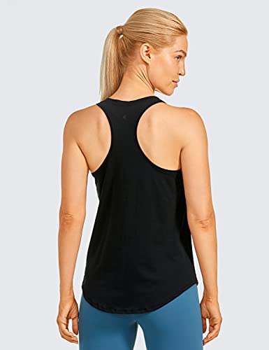 CRZ YOGA Women's Racerback Workout Tank Tops Loose Fit - Soft Pima Cotton Athletic Yoga Shirts Lightweight Black Small