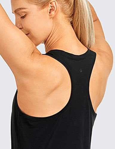 CRZ YOGA Women's Racerback Workout Tank Tops Loose Fit - Soft Pima Cotton Athletic Yoga Shirts Lightweight Black Small