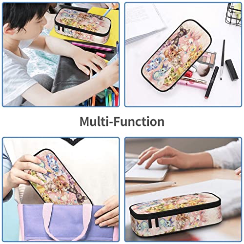 Ee-Vee Pencil Case Big Capacity Pen Bag Stationery Bags Portable Storage Bag Makeup Case for School Office Home, Black
