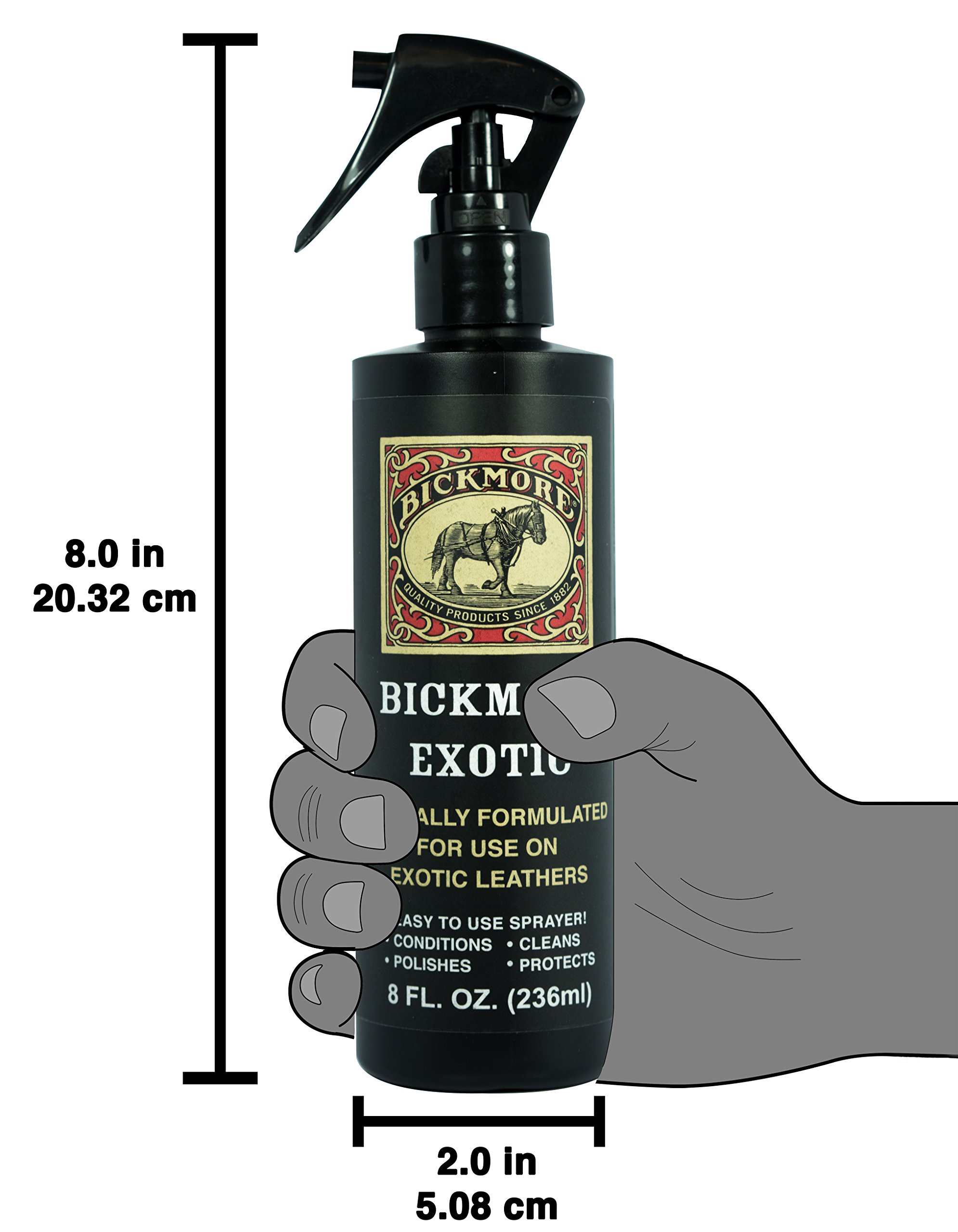 Bickmore Exotic 8oz (2-Pack) - Specially Formulated Leather Spray Used to Clean Condition Polish and Protect Exotic Leathers & Reptile Skins