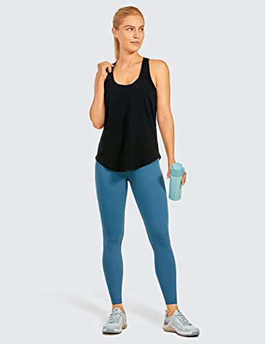 CRZ YOGA Women's Racerback Workout Tank Tops Loose Fit - Soft Pima Cotton Athletic Yoga Shirts Lightweight Black Small